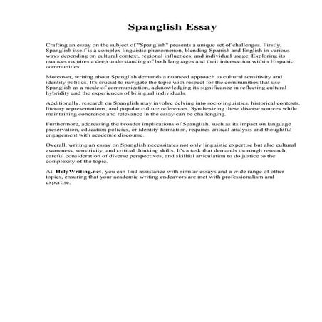 Spanglish Essay. Dabney S. Lancaster Community College | PDF | Education