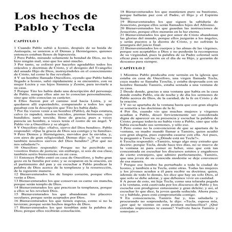 Los Hechos de Pablo y Tecla: Fe, Castidad y Persecución en Iconio | PDF