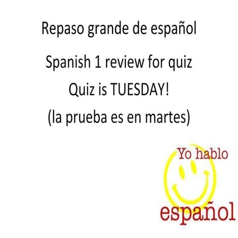 Spanish 1 review for quiz ms. vanko | PPT