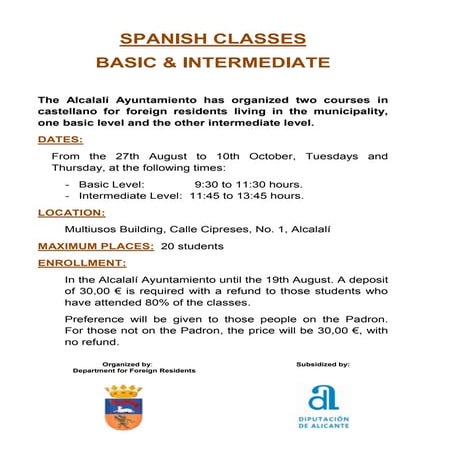 Spanish classes | DOCX