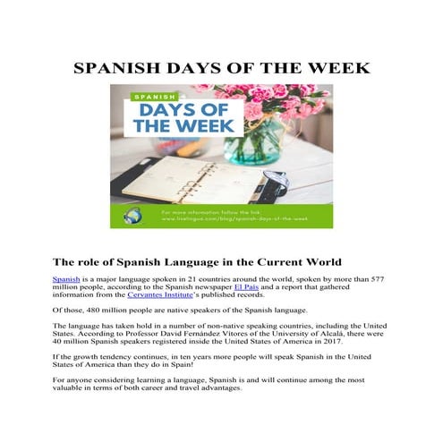 Spanish Days of The Week | PDF
