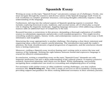Spanish Essay. Remarkable Translate My Essay Into Spanish Thatsnotus | PDF