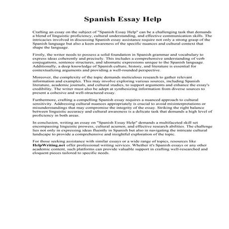 Spanish Essay Help. Nova Southeastern University | PDF | Homework and ...