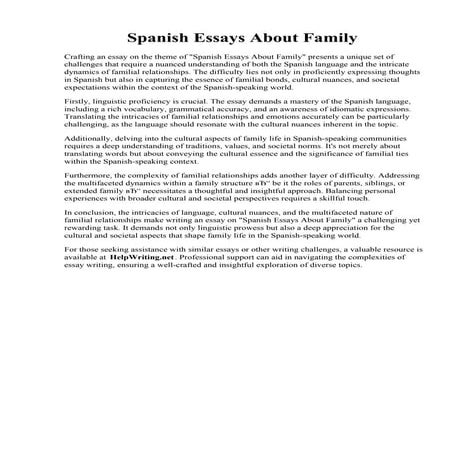 Spanish Essays About Family. Familia Spanish Family Writing ...