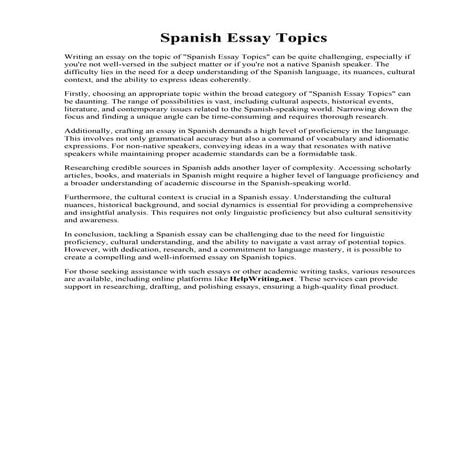 Spanish Essay Topics | PDF