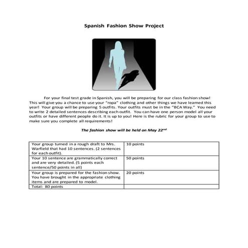Spanish fashion show project | DOCX | Women\'s Clothing | Women\'s Fashion
