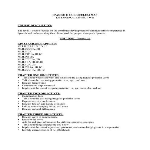 Spanish 2 curriculum map | DOCX