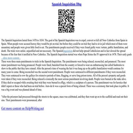 Spanish Inquisition Dbq | PDF