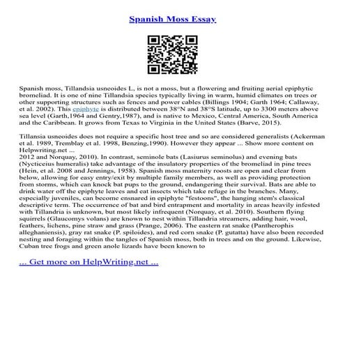 Spanish Moss Essay | PDF
