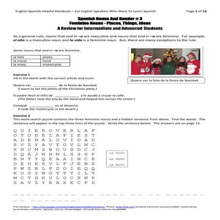 Spanish nouns and gender #3 | PDF