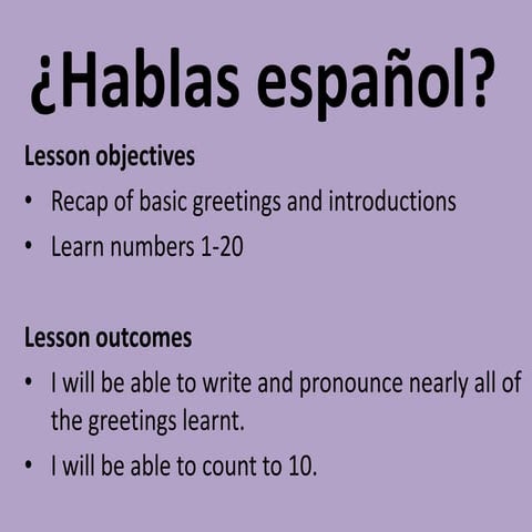 Spanish Numbers | PPTX