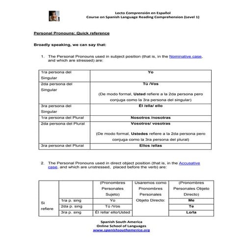 Spanish personal pronouns | PDF