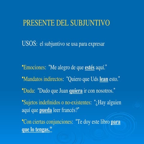 SpanishPresentSubjunctiveofRegularVerbsPresentation and how it ...