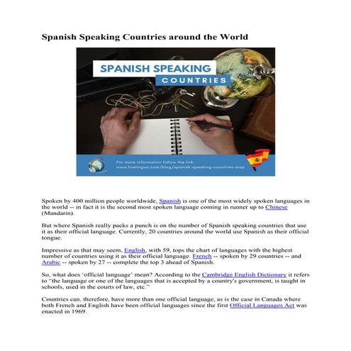 Spanish Speaking Countries Around the World | PDF