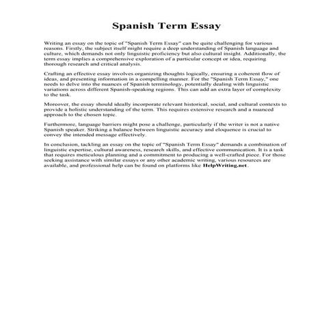Spanish Term Essay. Texas County Technical College | PDF