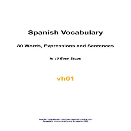 Spanish vocabulary vh01 | PDF