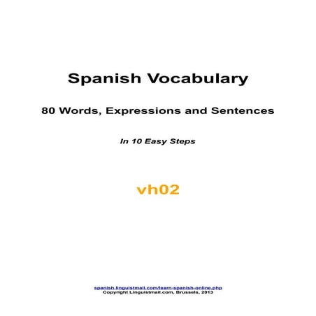 Spanish vocabulary vh02 | PDF