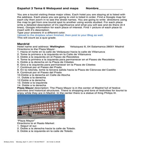 Spanish webquest | PDF