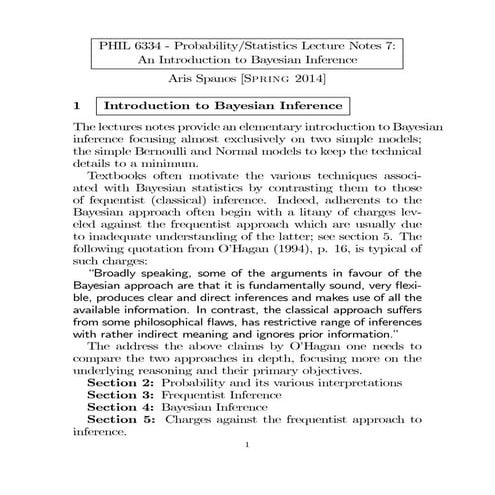 Spanos Lecture 7 An Introduction To Bayesian Inference Pdf