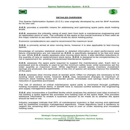 Spare part optimize system | PDF