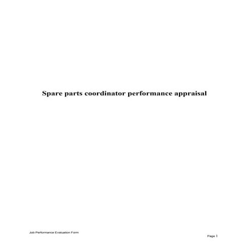 Spare parts coordinator performance appraisal | DOC