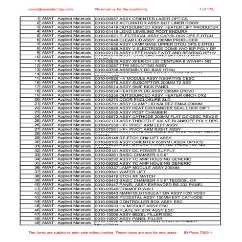 Spare Parts List-AMAT, Applied Materials | PDF | Home Appliances | Home ...