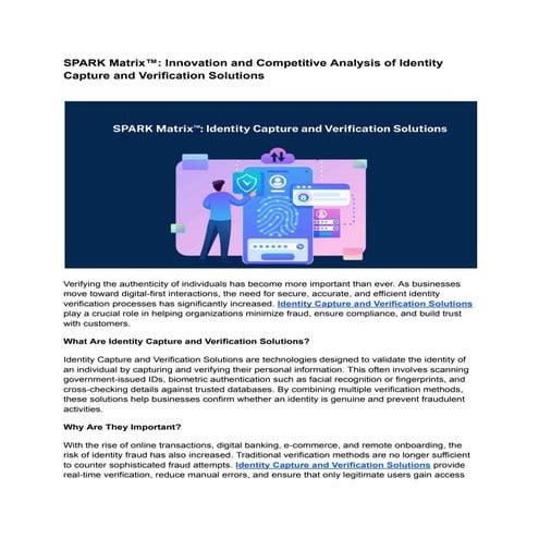 SPARK Matrix™_ Innovation and Competitive Analysis of Identity Capture ...
