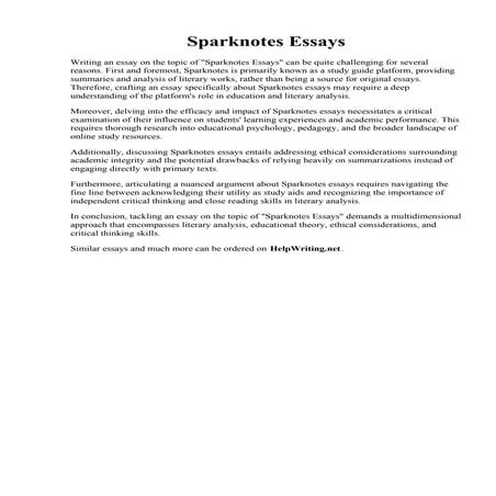 Sparknotes Essays | PDF