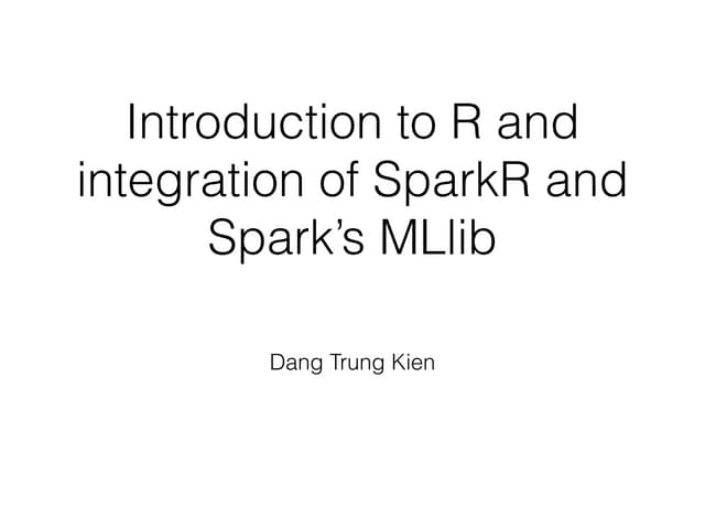 Introduction To Sparkr Pdf Programming Languages Computing