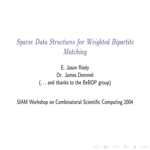 Sparse Data Structures For Weighted Bipartite Matching Ppt 7259