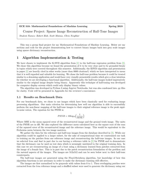 Image Reconstruction Using Sparse Approximation | PDF Image Reconstruction Using Sparse Approximation | PDF
