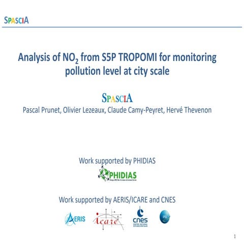 SPASCIA Presentation: Analysis of NO2 from S5P Tropomi for monitoring | PPT