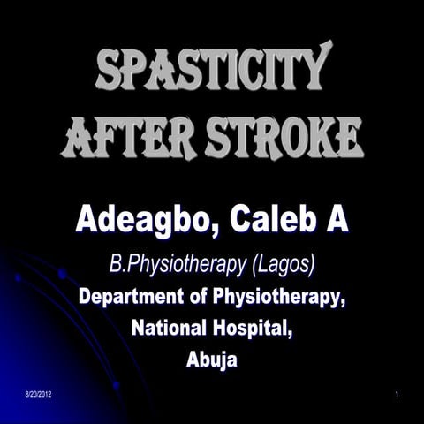 Spasticity after stroke | PPT