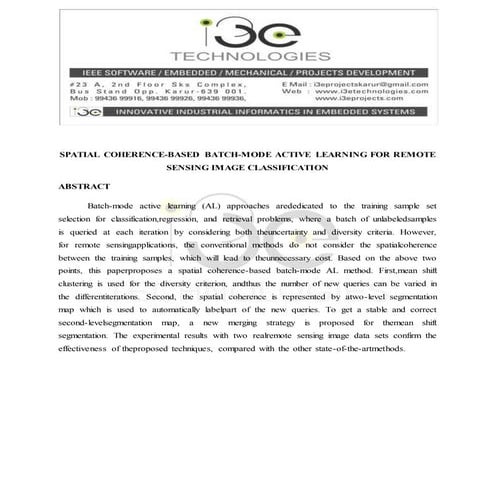 Spatial coherence based batch-mode active learning for remote sensing image classification | PDF