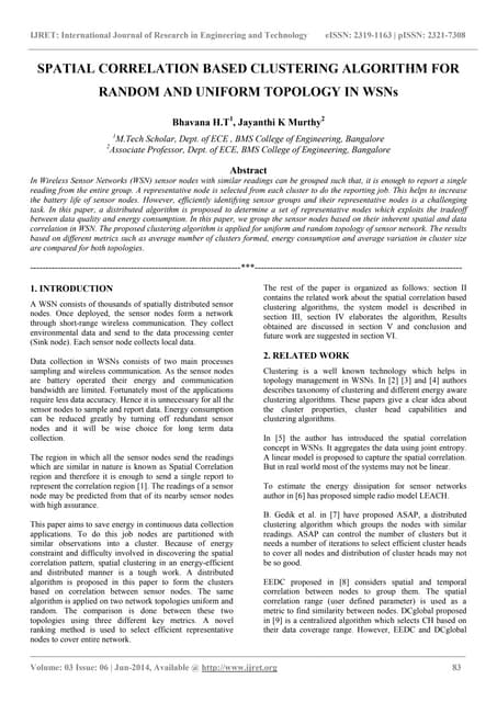 Spatial Correlation Based Clustering Algorithm For Random And Uniform Topology In Ws Ns Pdf