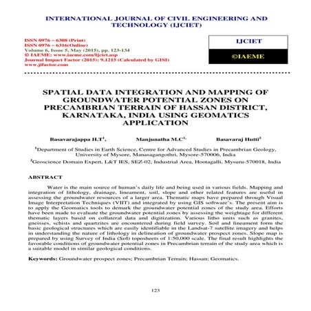 SPATIAL DATA INTEGRATION AND MAPPING OF GROUNDWATER POTENTIAL ZONES ON ...