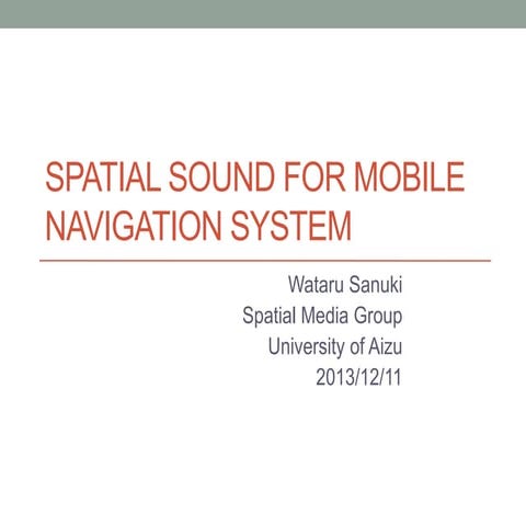 Spatial Sound For Mobile Navigation System | PDF