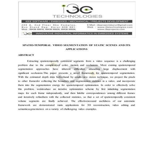 Spatio Temporal Video Segmentation Of Static Scenes And Its Applications Pdf