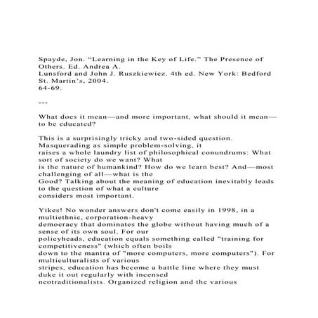 Spayde, Jon. Learning in the Key of Life.” The Presence of Ot.docx