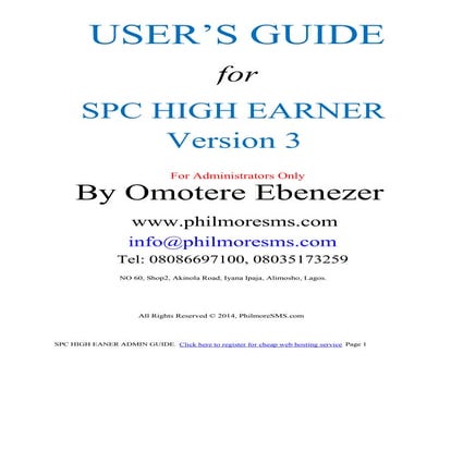 Spc high earner users guide | PDF