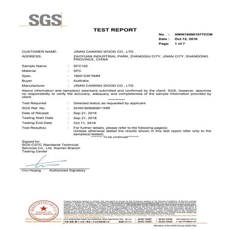 Spc sgs spc test report | PDF