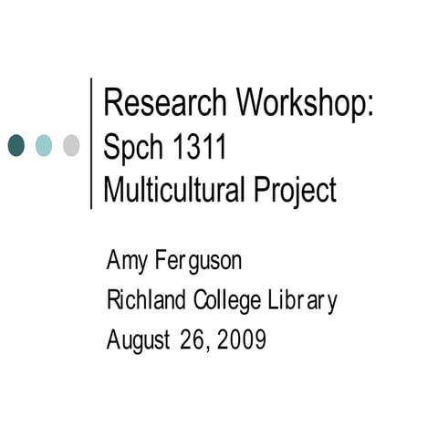 Research Workshop: Speech Multicultural Project | PPT