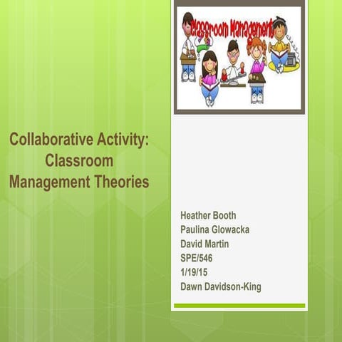 Spe546 collaborative activity - classroom management theories | PPTX