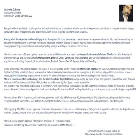 Speaker bio marcelo cabane 2016 | PPT