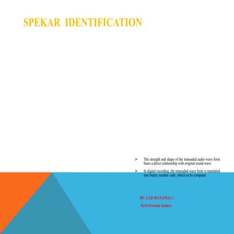 Speaker Identification Pptx Digital Audio Computer Software And Applications