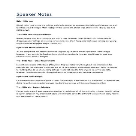 Speaker notes | DOCX