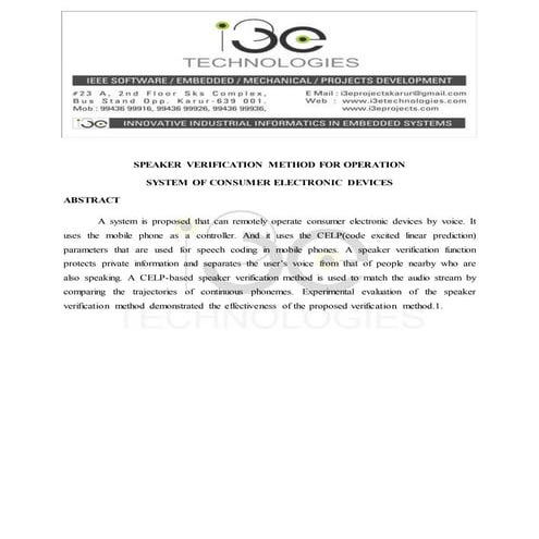 Speaker verification method for operation system of consumer electronic devices | DOCX