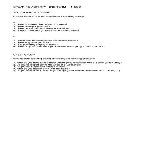 Speaking activity health | DOC