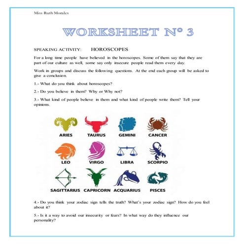 Speaking activity n° 3 horoscopes | DOCX