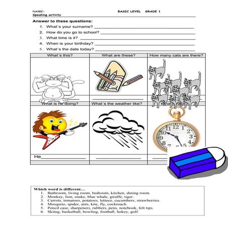 GRADE 1 SPEAKING ACTIVITY | DOC